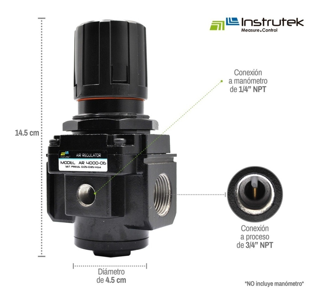 Regulador baja presión, 3/4" NPT | Instrutek